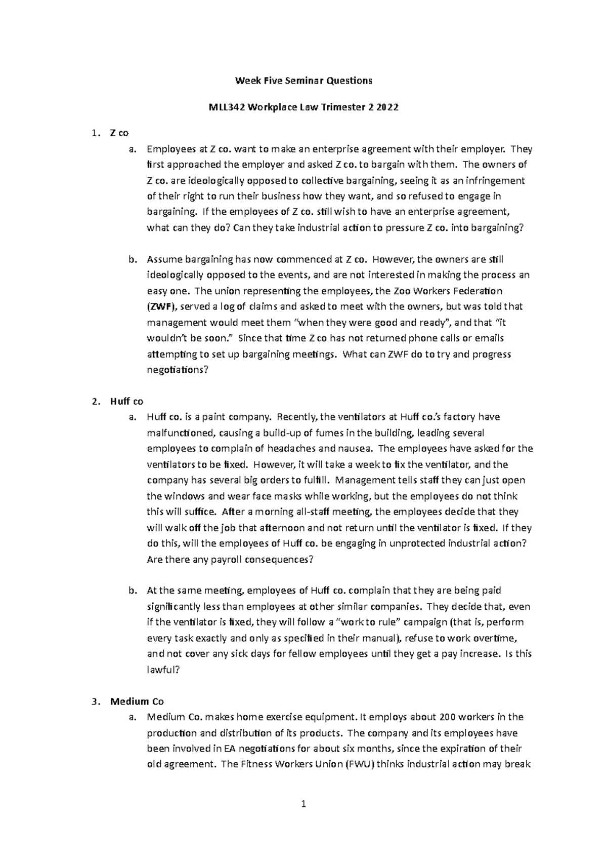Week 5 Seminar Questions ( Final) - Week Five Seminar Questions MLL342 ...