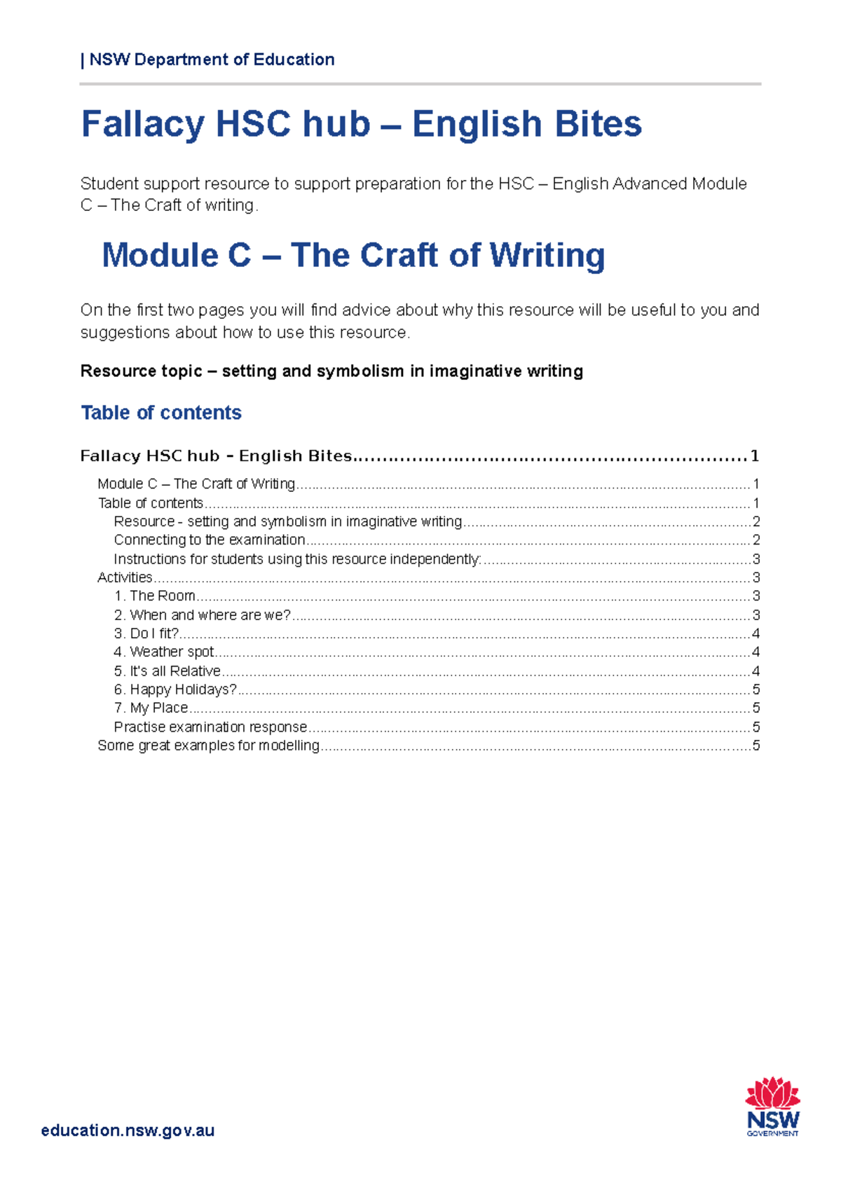 English advanced symbolism module c s6 - | NSW Department of Education Fallacy HSC hub – English ...