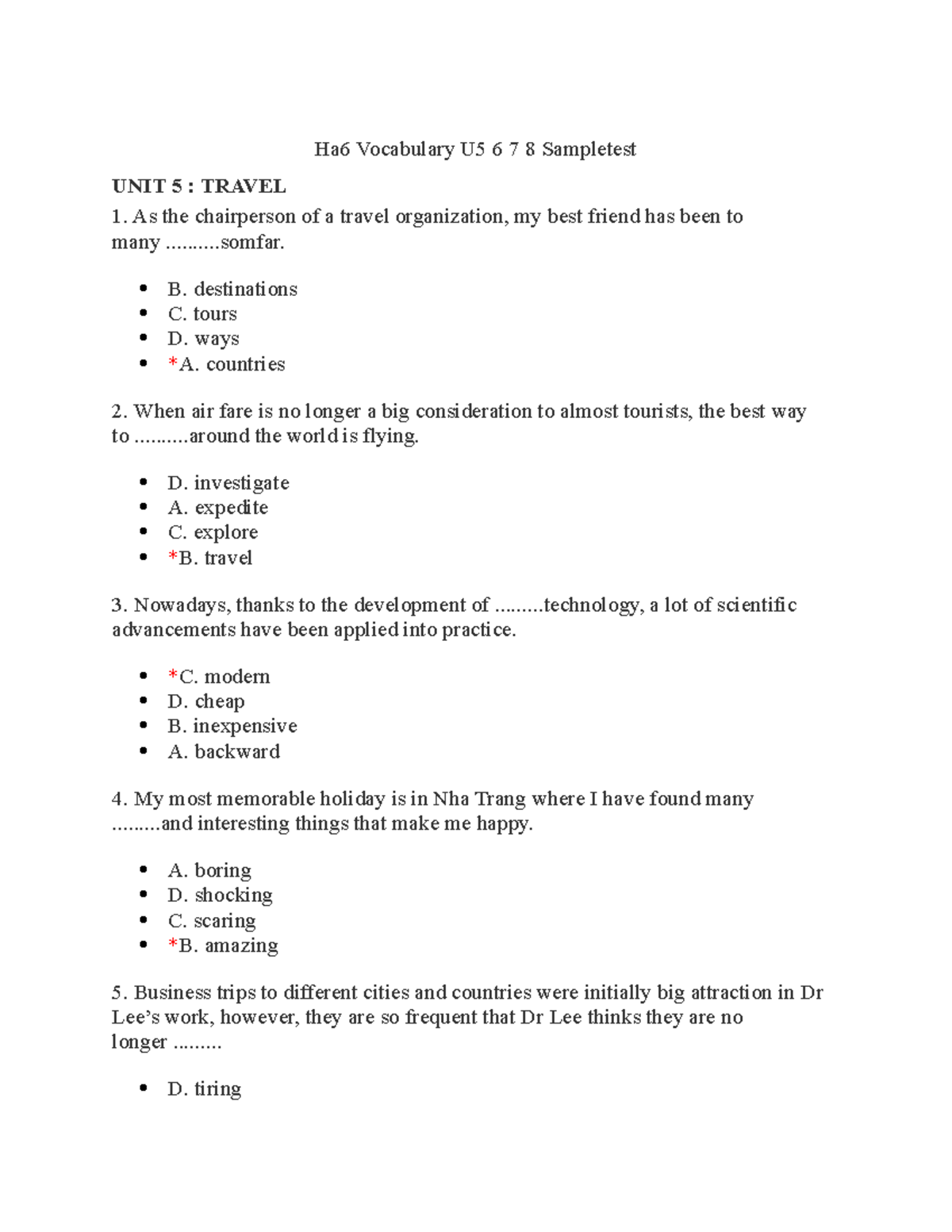 dap an bai review Ha6 2 - English - HUBT - Studocu