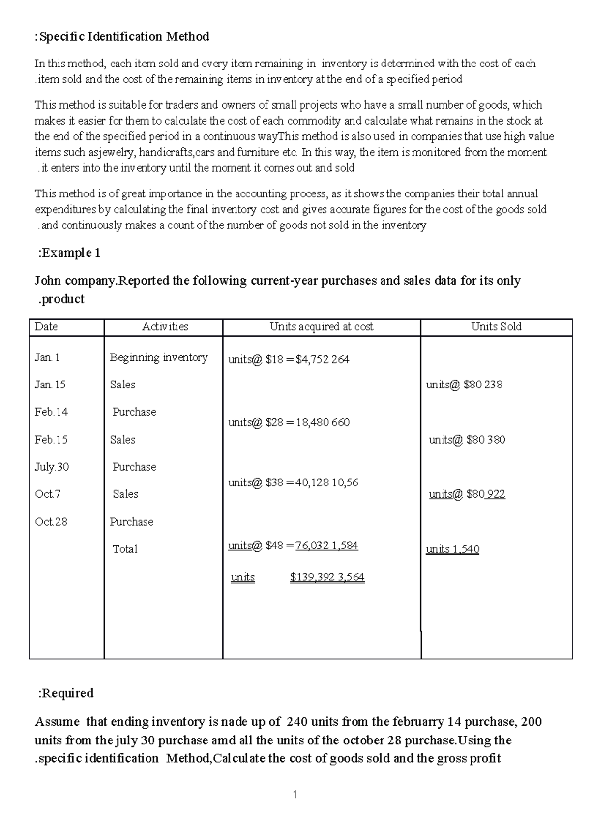 Accounting - Study - :Specific Identification Method In this method ...