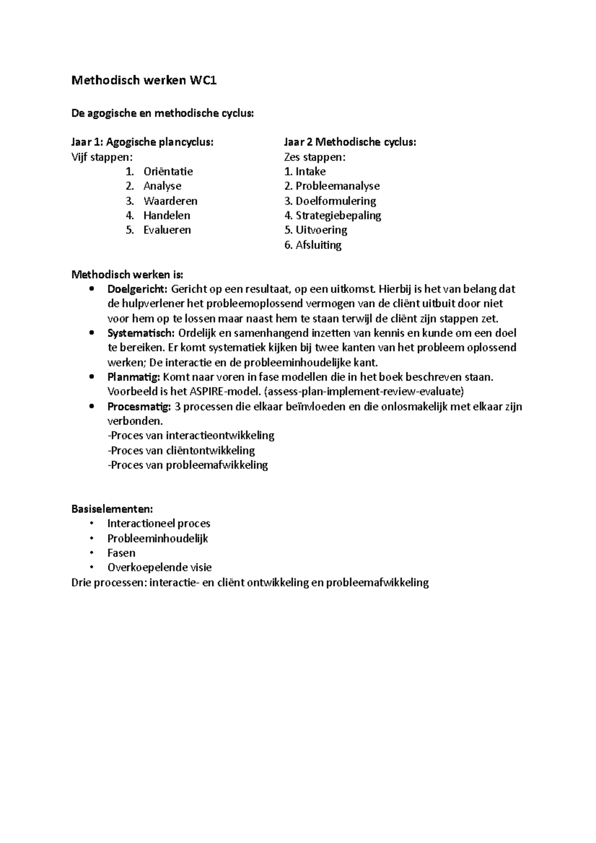 Methodisch werken - Oriëntatie 1. Intake 2. Analyse 2. Probleemanalyse ...