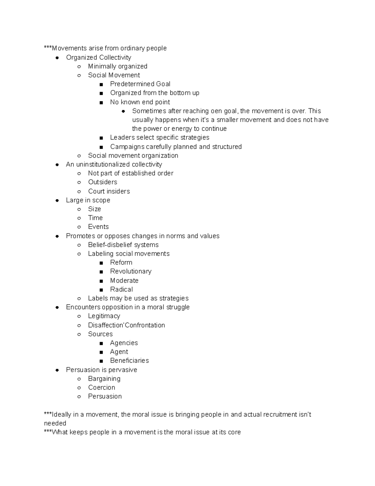 Characteristics of a Movement Lecture Notes - ***Movements arise from ...