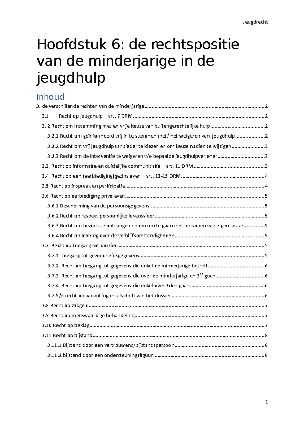 Hoofdstuk 6 de verschillende rechten van de minderjarige samengevat ...