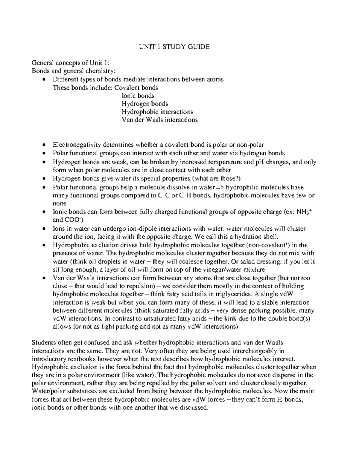 UNIT 1 Study Guide - Covers all main points of what to know for unit 1 ...