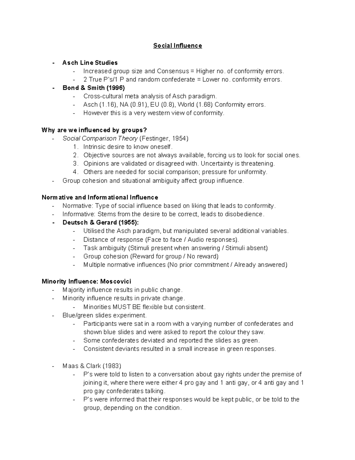 Social Influence - Social Influence Asch Line Studies Increased group ...