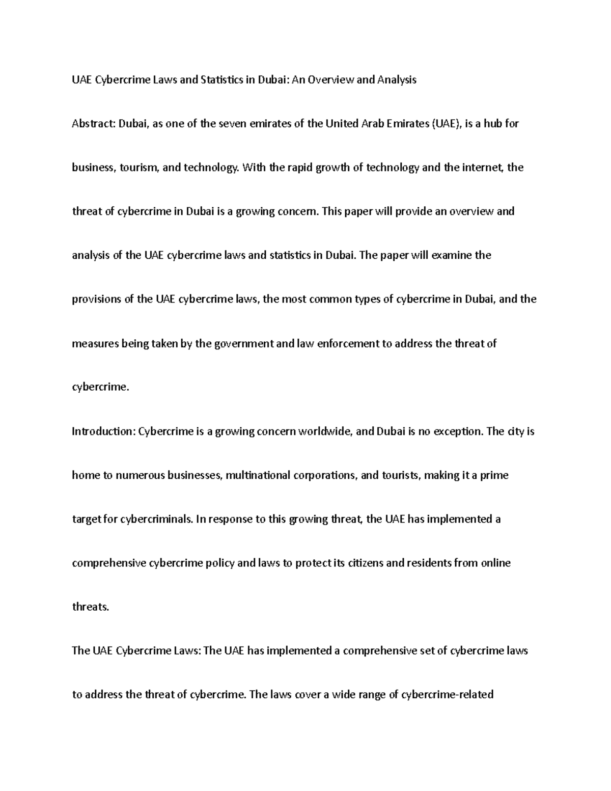 CC10 - notes - UAE Cybercrime Laws and Statistics in Dubai: An Overview ...