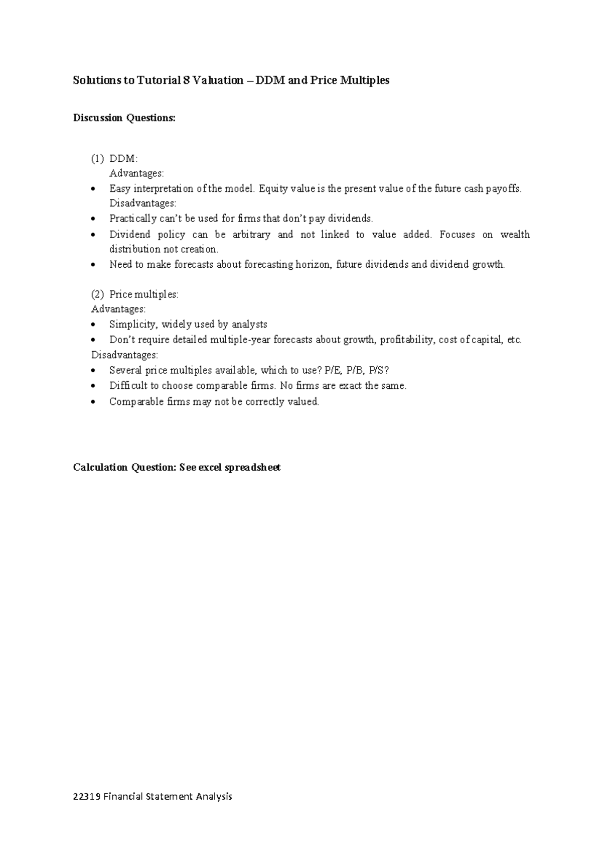 Financial Statement Analysis Tutorial 08 - Tutorial Work Solutions ...