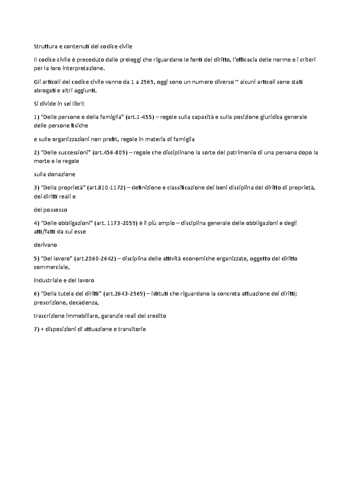 Struttura del codice civile - Struttura e contenuti del codice civile ...