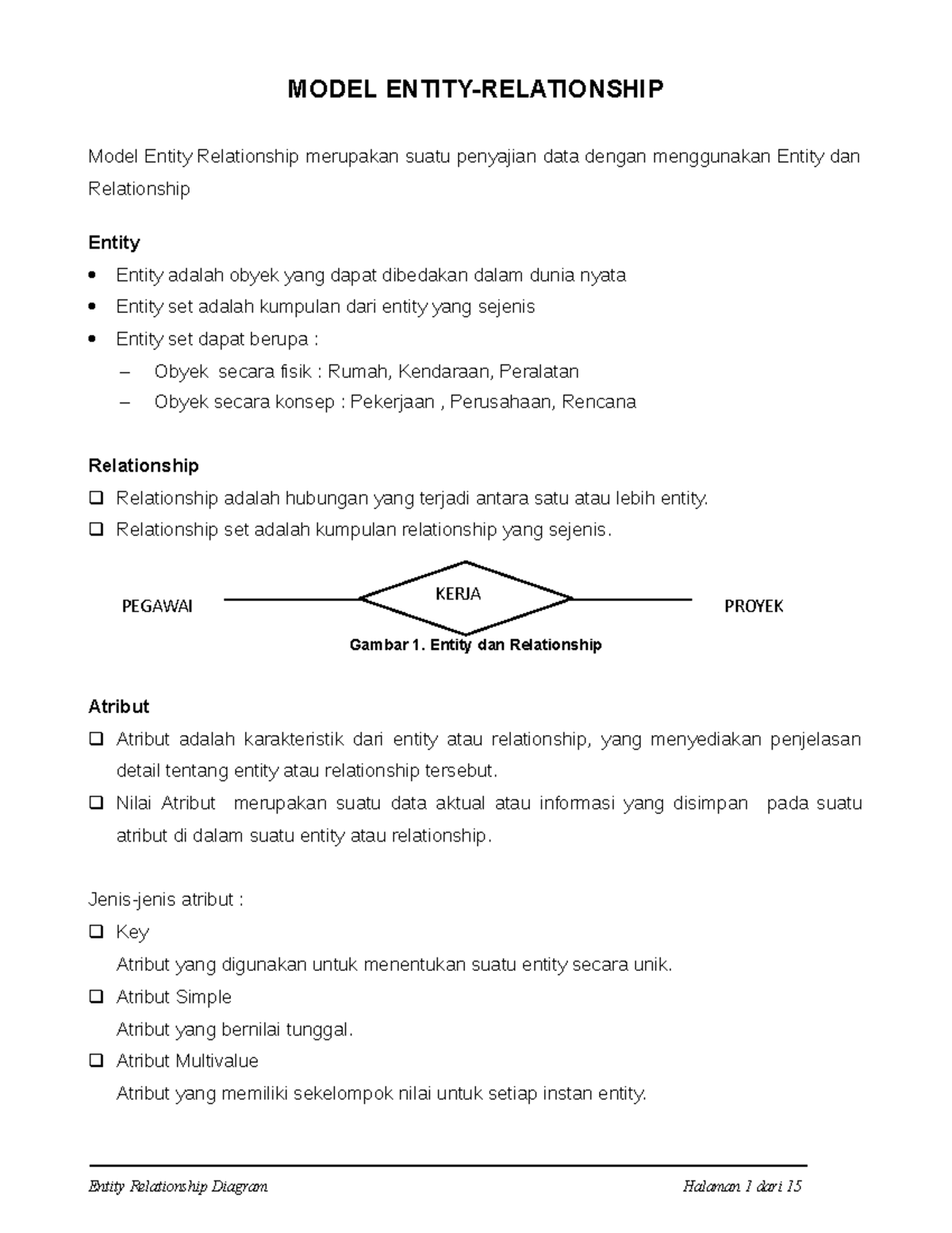 ERD - Model Entity Relationship merupakan suatu penyajian data dengan menggunakan ...