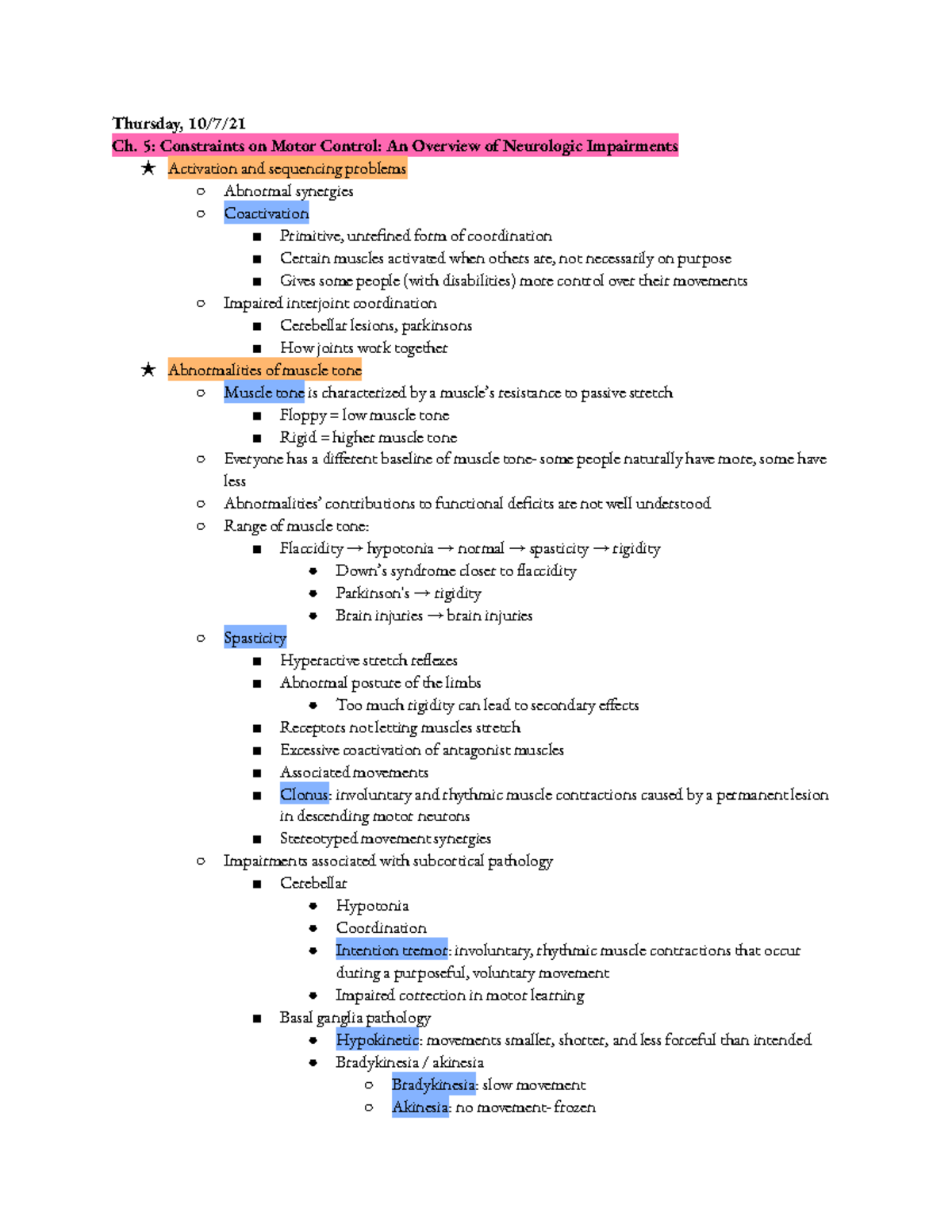 Neuromotor control: Ch. 5 (Constraints on Motor Control: An Overview of ...