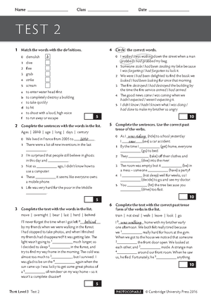 Think level 3. Cambridge. Tests key. - TEST 1 1 1 struggling 2 take 3 ...