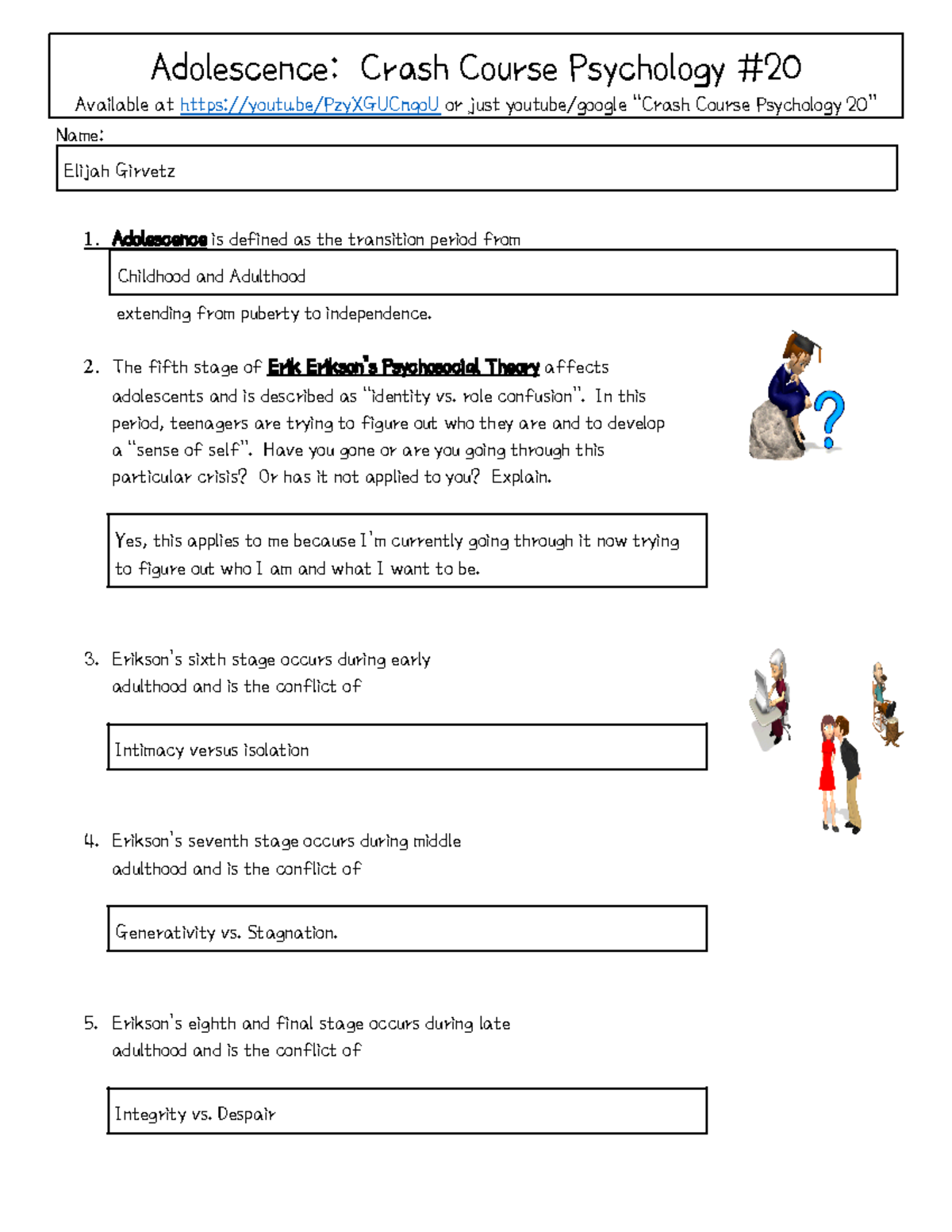 Copy of Crash Course Psychology 20 Adolescence - Adolescence: Crash ...