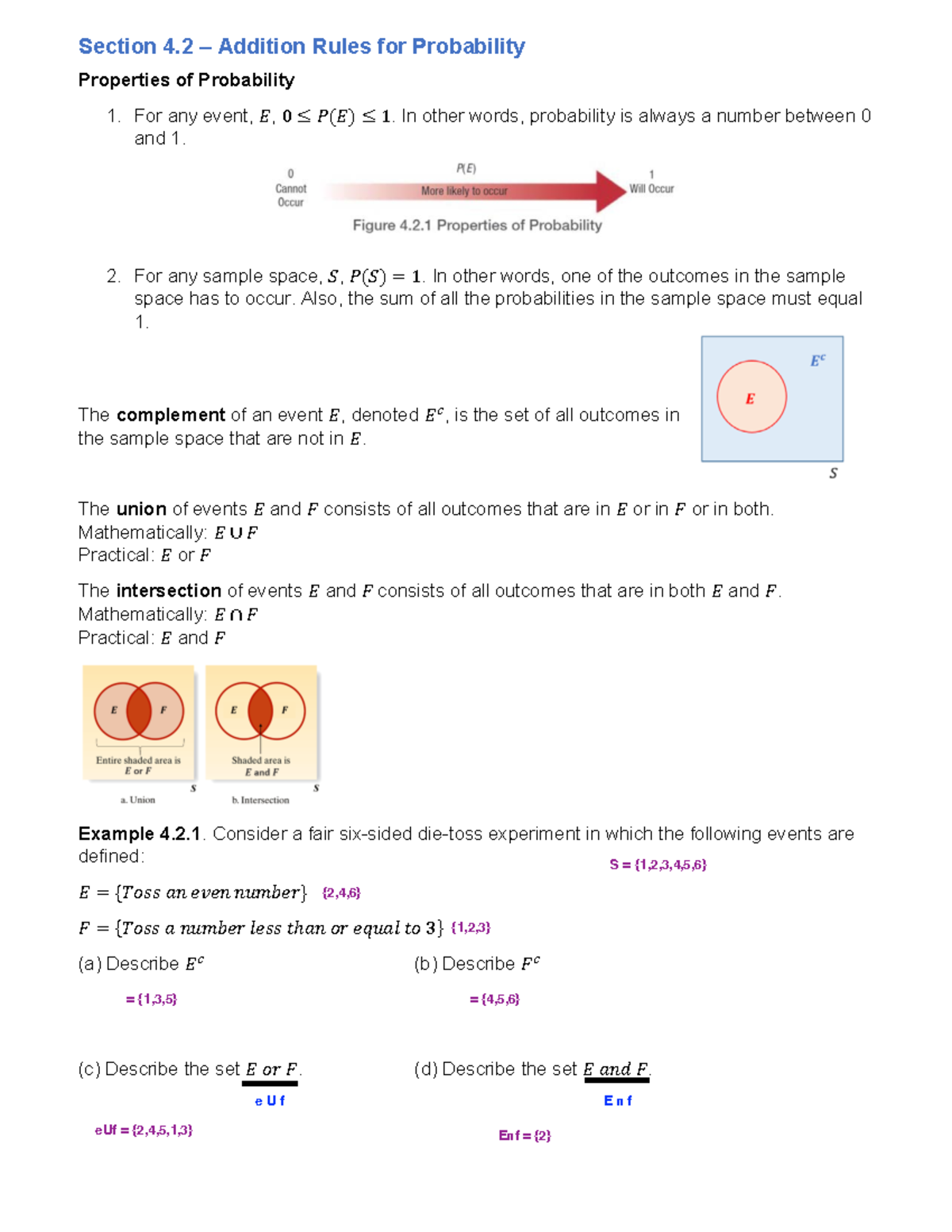 Chapter 4 Notes Pg 3 - Section 4 – Addition Rules for Probability ...