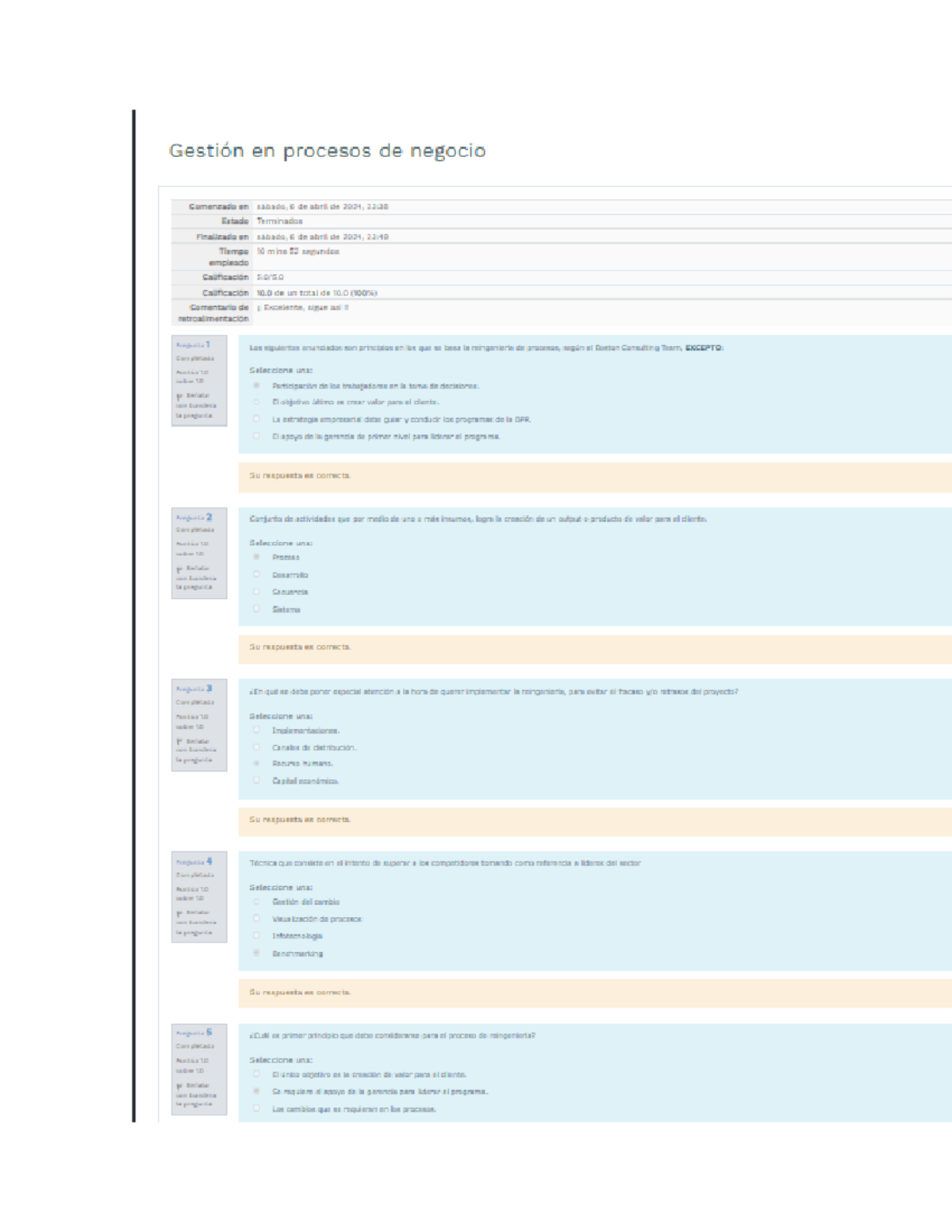 Gestión de procesos de negocio examen samana 4 - Gestion en Procesos de Negocios - Studocu