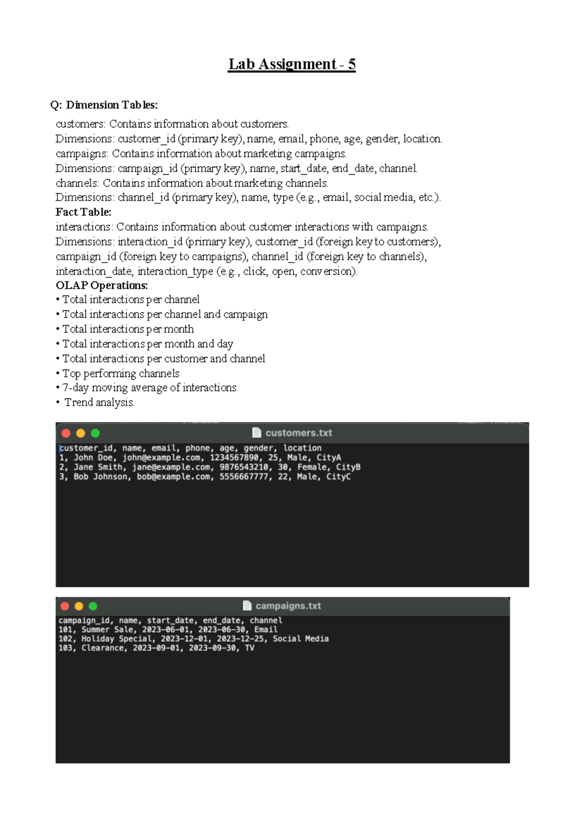 05 Vedansh DMDW lab 4 - Notes - Lab Assignment - 5 Q: Dimension Tables ...
