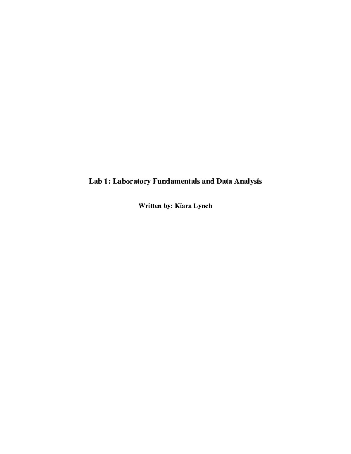 Lab 1 Laboratory Fundamentals and Data Analysis-2 - Lab 1: Laboratory ...