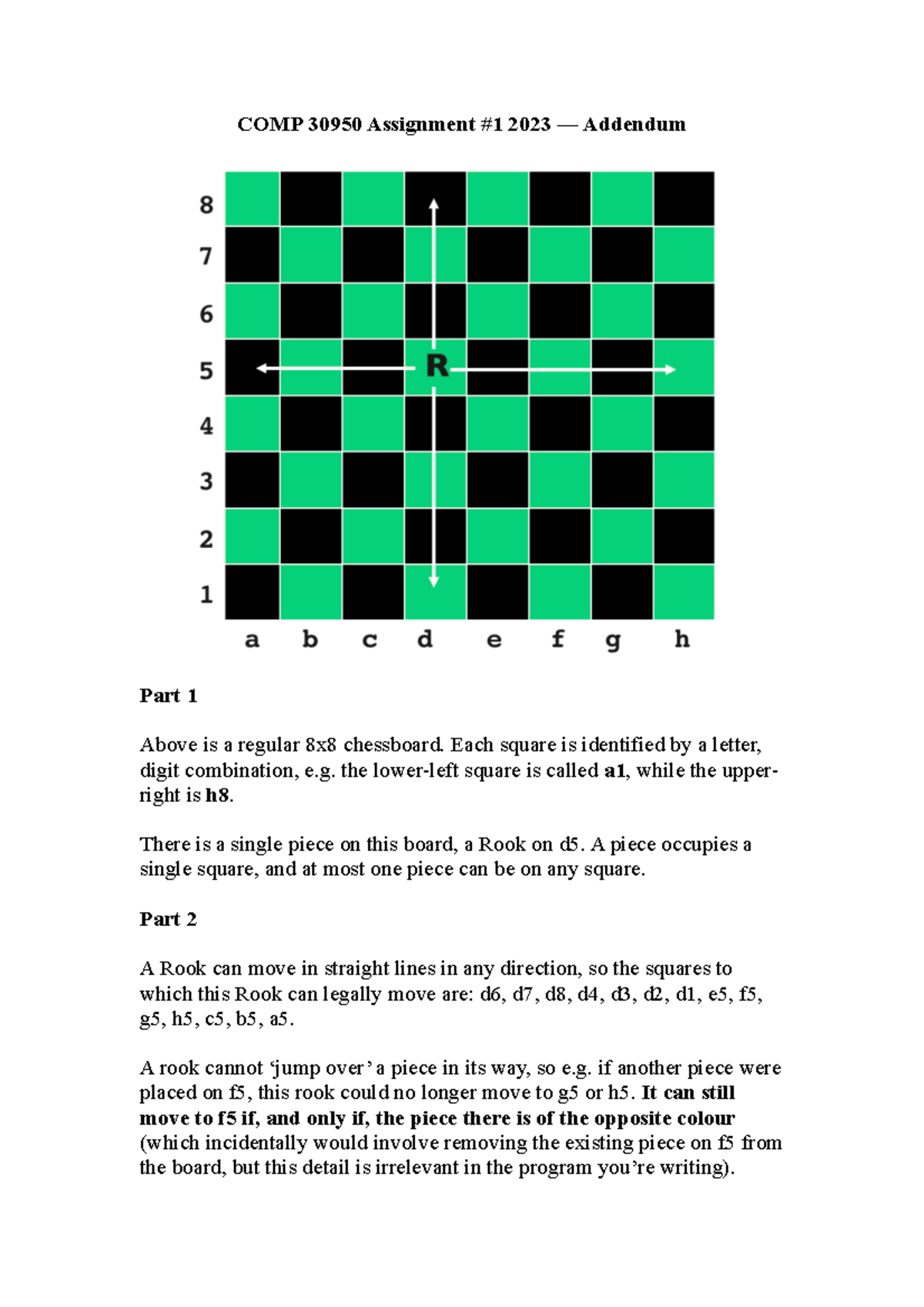 Addendum - N/A - COMP 30950 Assignment #1 2023 — Addendum Part 1 Above ...