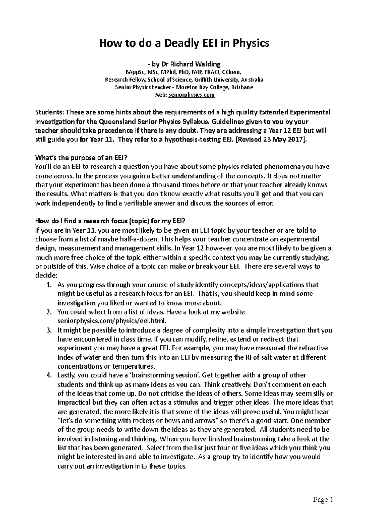 Eei hints-physics - eei hints - How to do a Deadly EEI in Physics by Dr ...