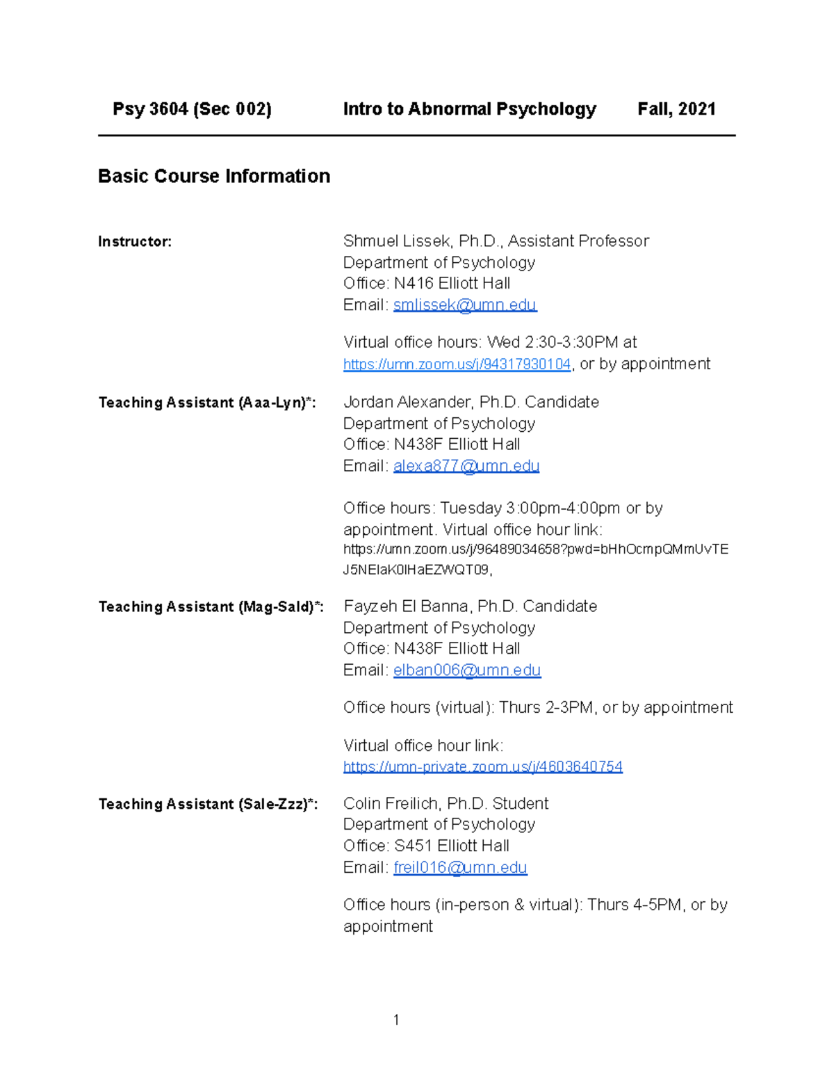 Psy 3604 Fall 21 - Syllabus and class details - Psy 3604 (Sec 002 ...