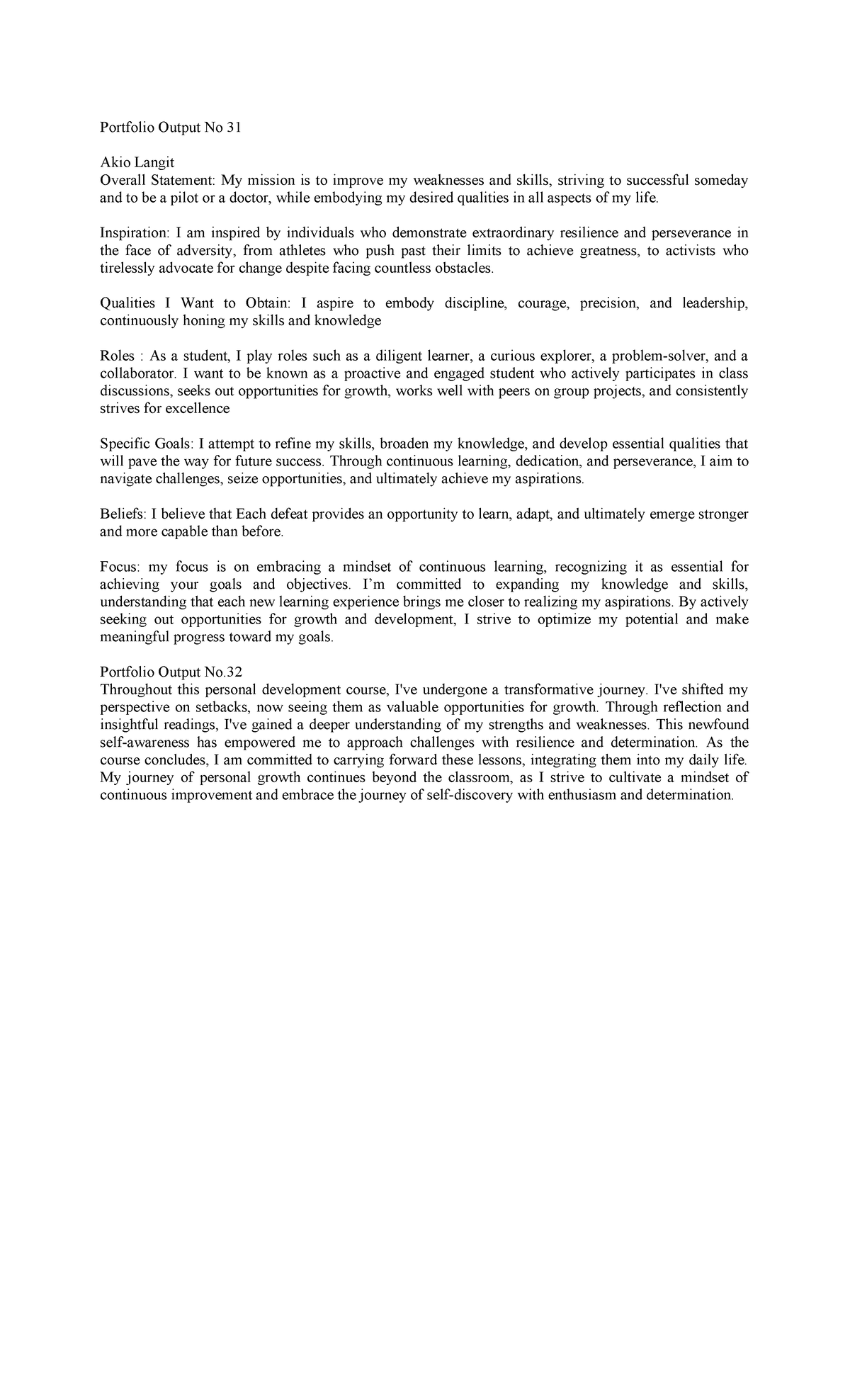 Perdev-14 - Portfolio Output No 31 Akio Langit Overall Statement: My ...