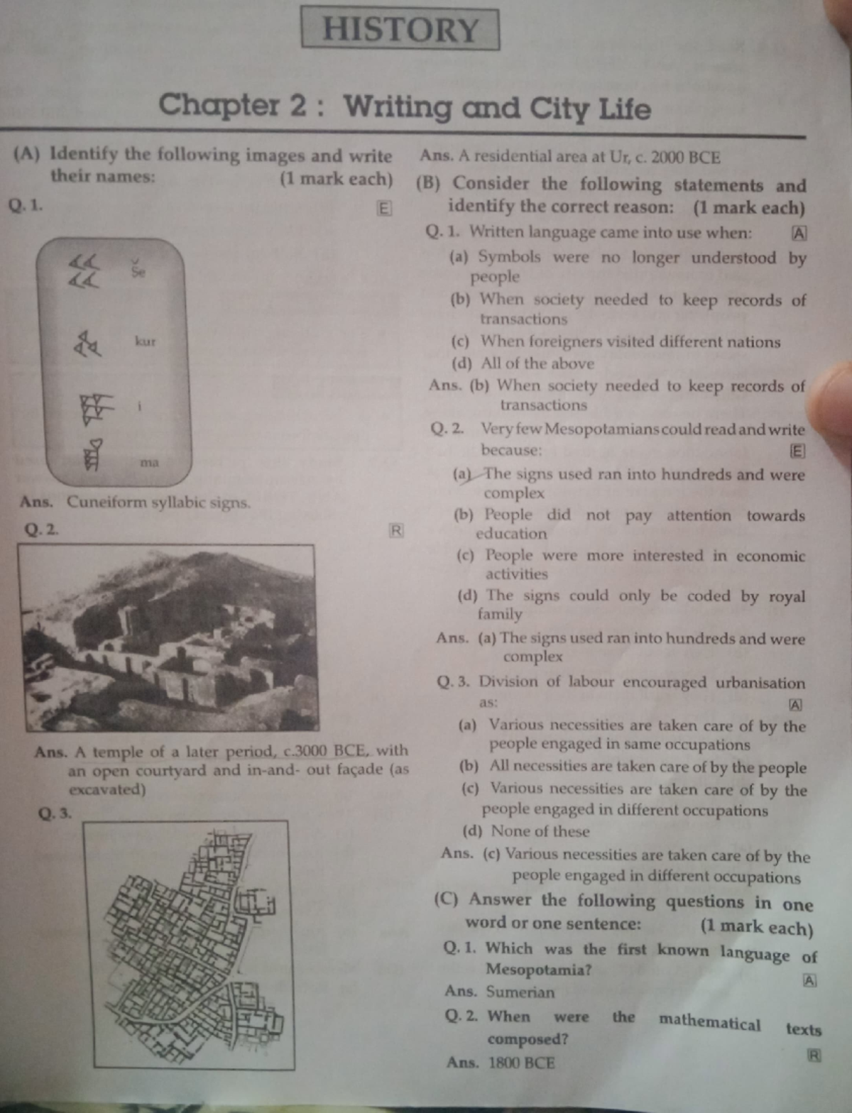 Mcq history class 11 - I HISTORY l Chapter 2 : Writing and CityLife (A ...
