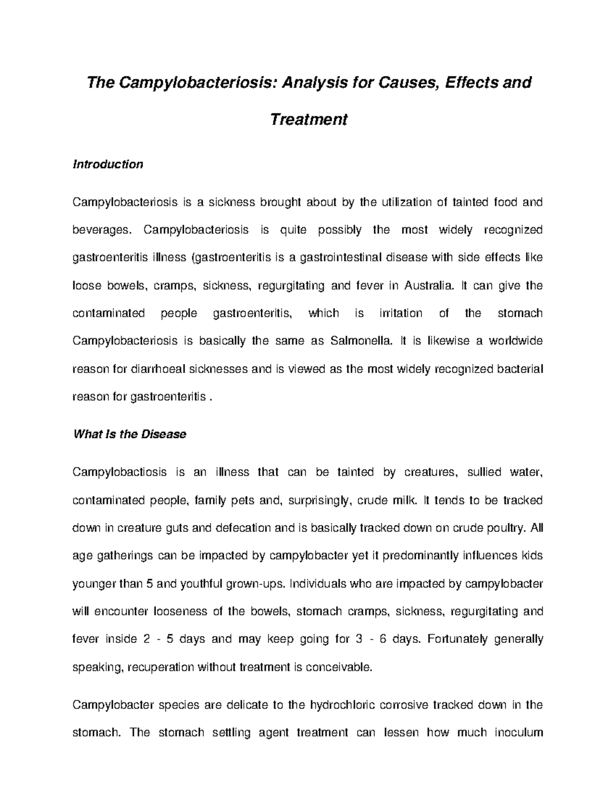 The Campylobacteriosis Analysis for Causes, Effects and Treatment - The ...