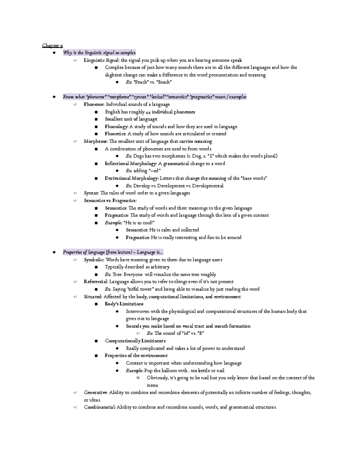 Language Study Guide (Exam 3) - Chapter 9 Why is the linguistic signal so complex Linguistic ...