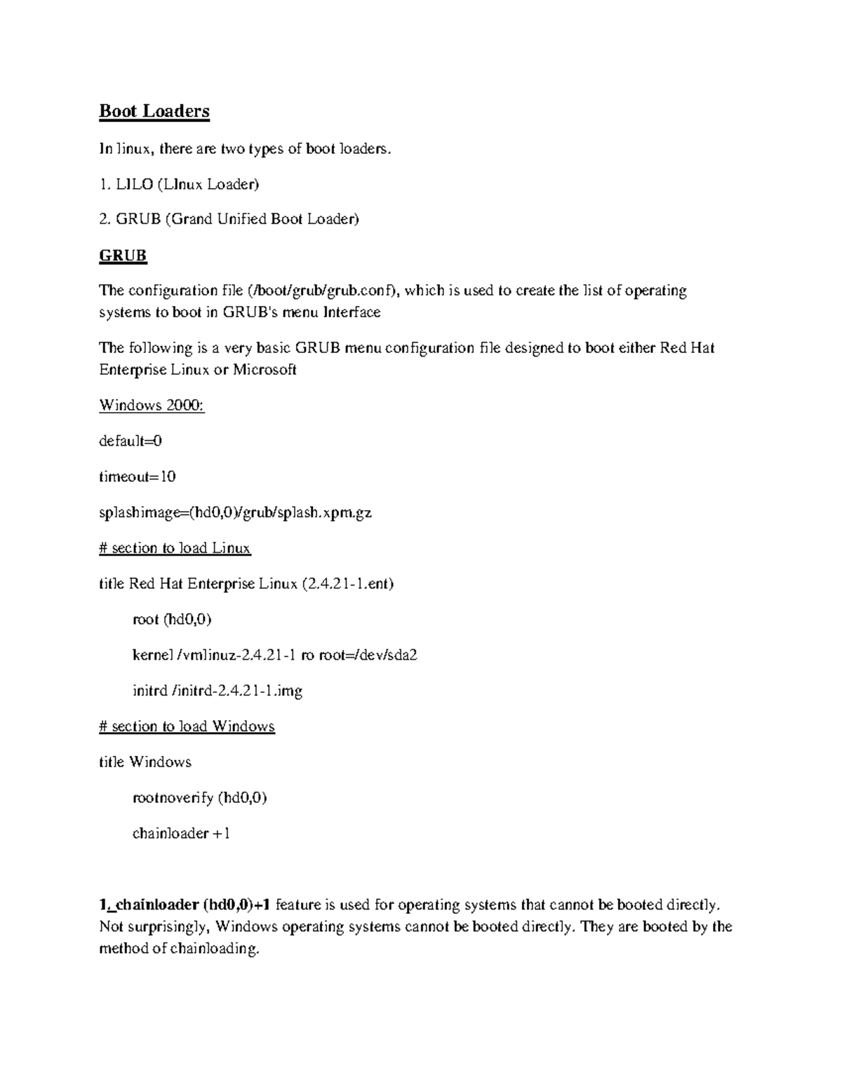 Boot Loaders - COMPUTER NETWORKING - Boot Loaders In linux, there are ...