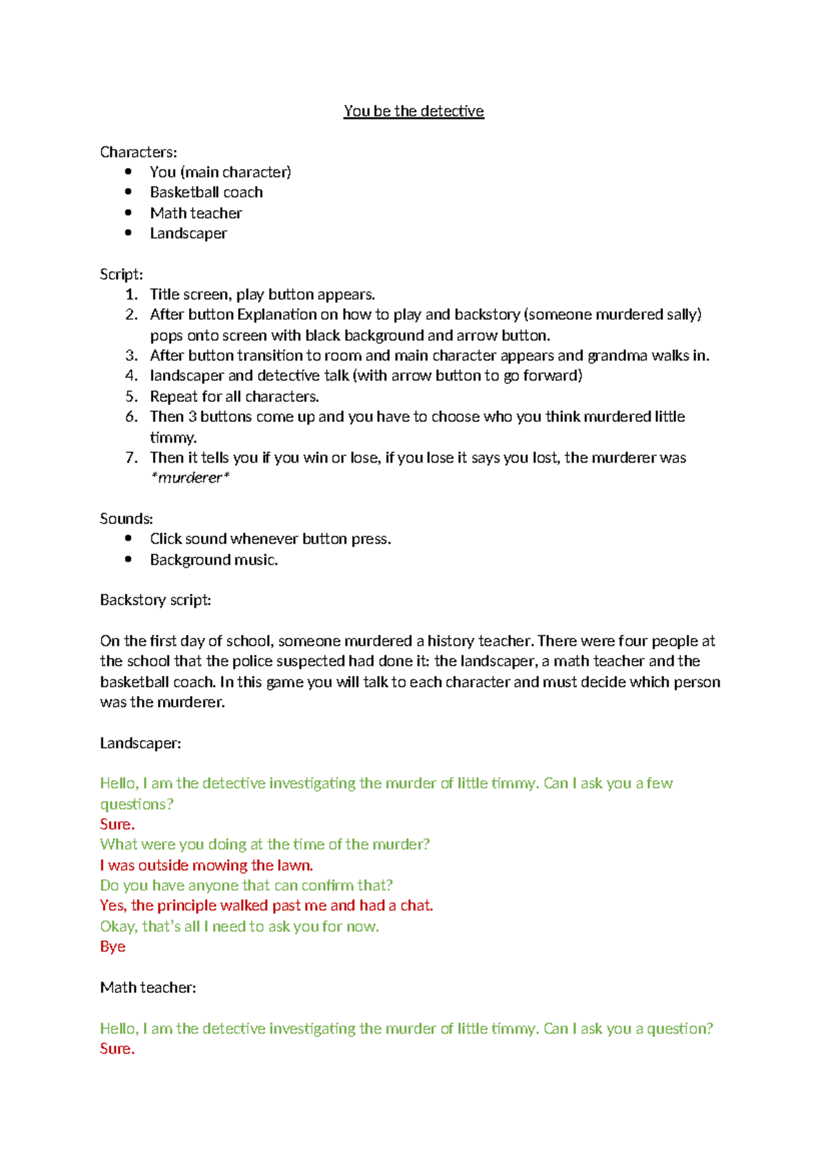 You be the detective - false;fjasd - You be the detective Characters ...