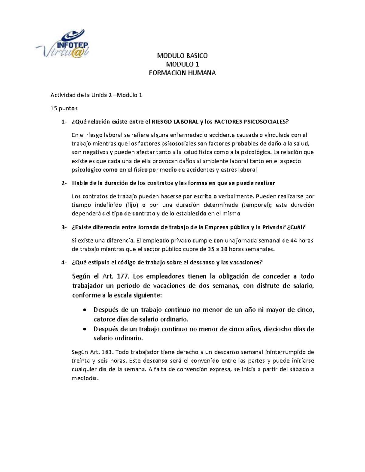 Modulo Basico Formacion Humana Actividad 2 del Modulo 1 - MODULO BASICO ...
