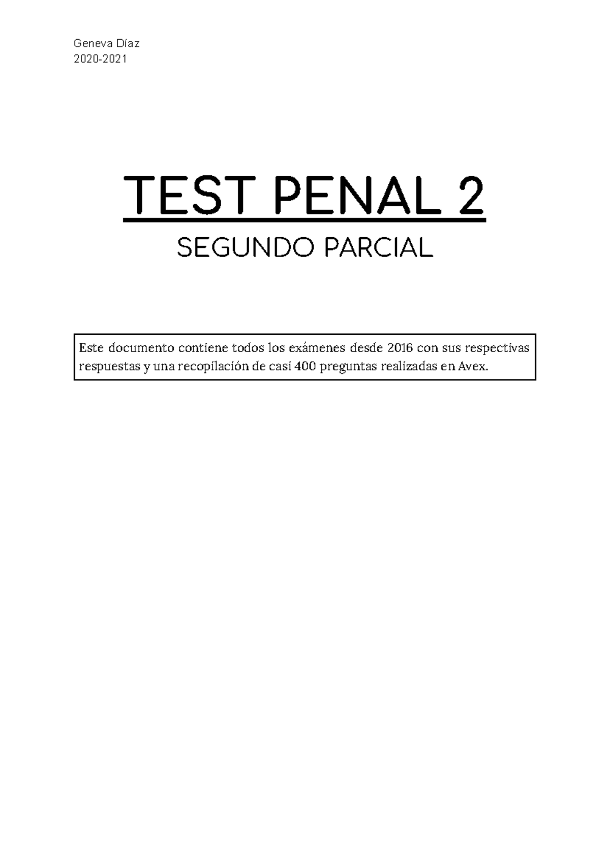 Test Buenos Imprimir - TEST - Geneva Díaz 2020- TEST PENAL 2 SEGUNDO ...