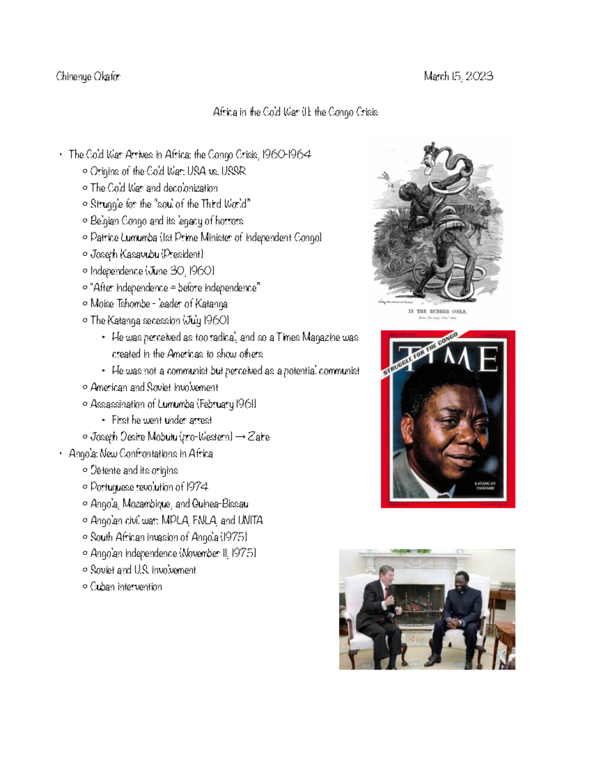 Note 13 - HOA - The Cold War Arrives in Africa: the Congo Crisis, 1960 ...