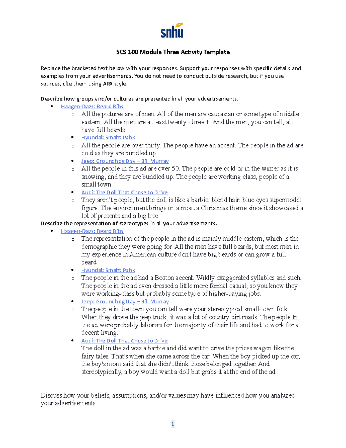 SCS 100 Module Three Activity Template - SCS 100 Module Three Activity ...