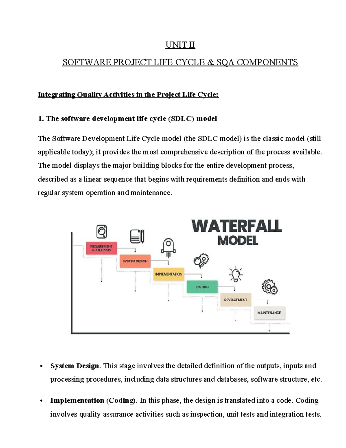 UNIT II sqa update - covered all syllabus - UNIT II SOFTWARE PROJECT ...