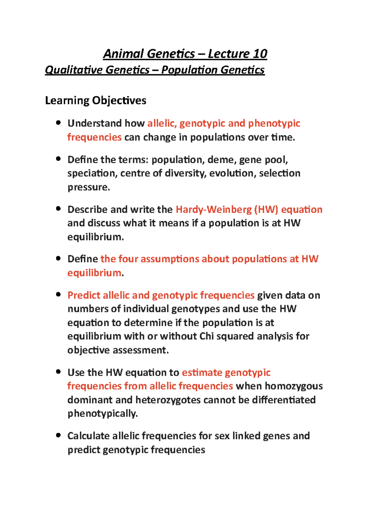 Animal Genetics Lecture 10 - Animal Genetics – Lecture 10 Qualitative ...