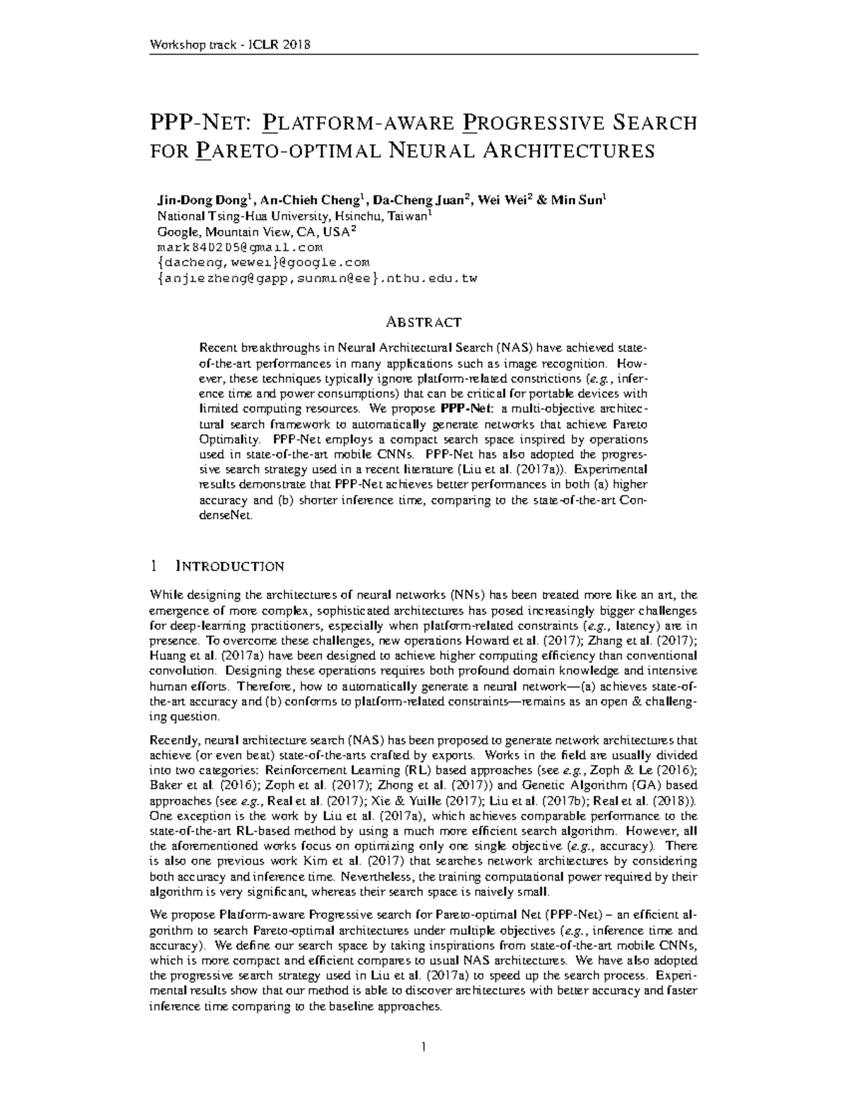 PPP-NET Platform- Aware Progressive Searchfor Pareto- Optimal Neural Architectures - PPP-NET ...