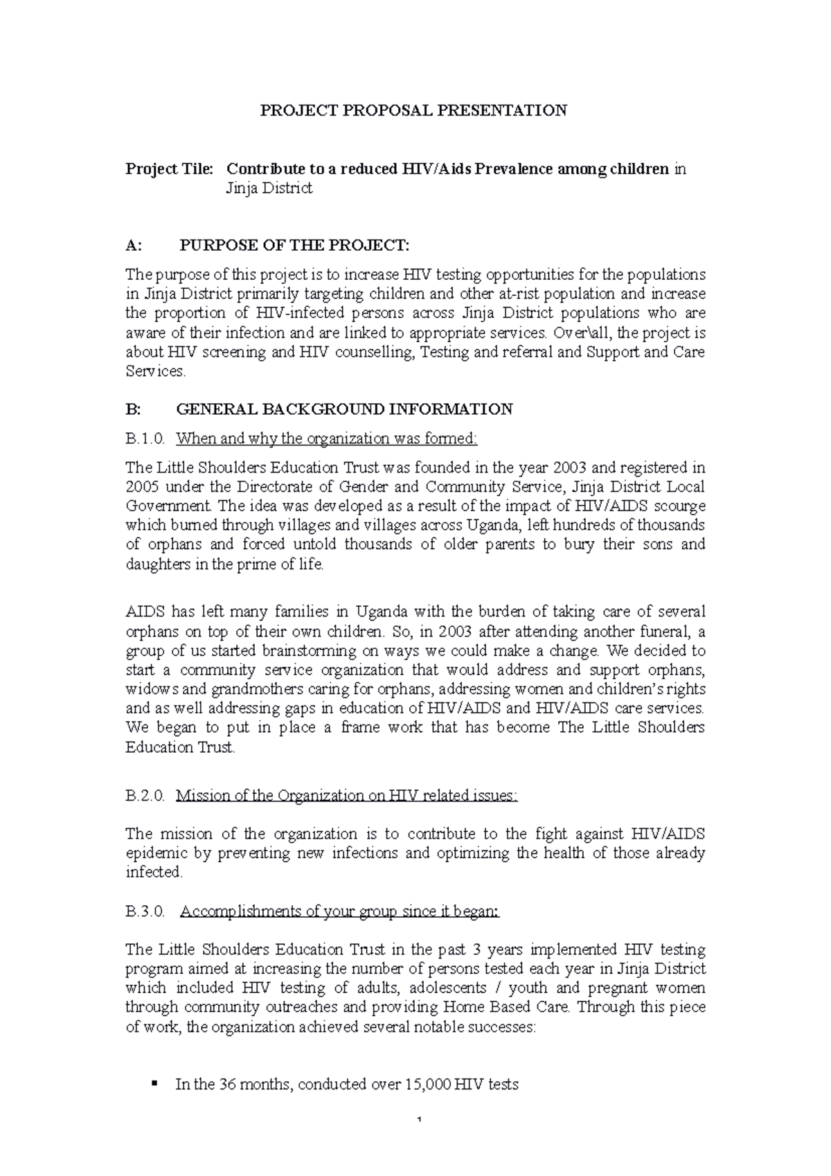 Project management - PROJECT PROPOSAL PRESENTATION Project Tile ...