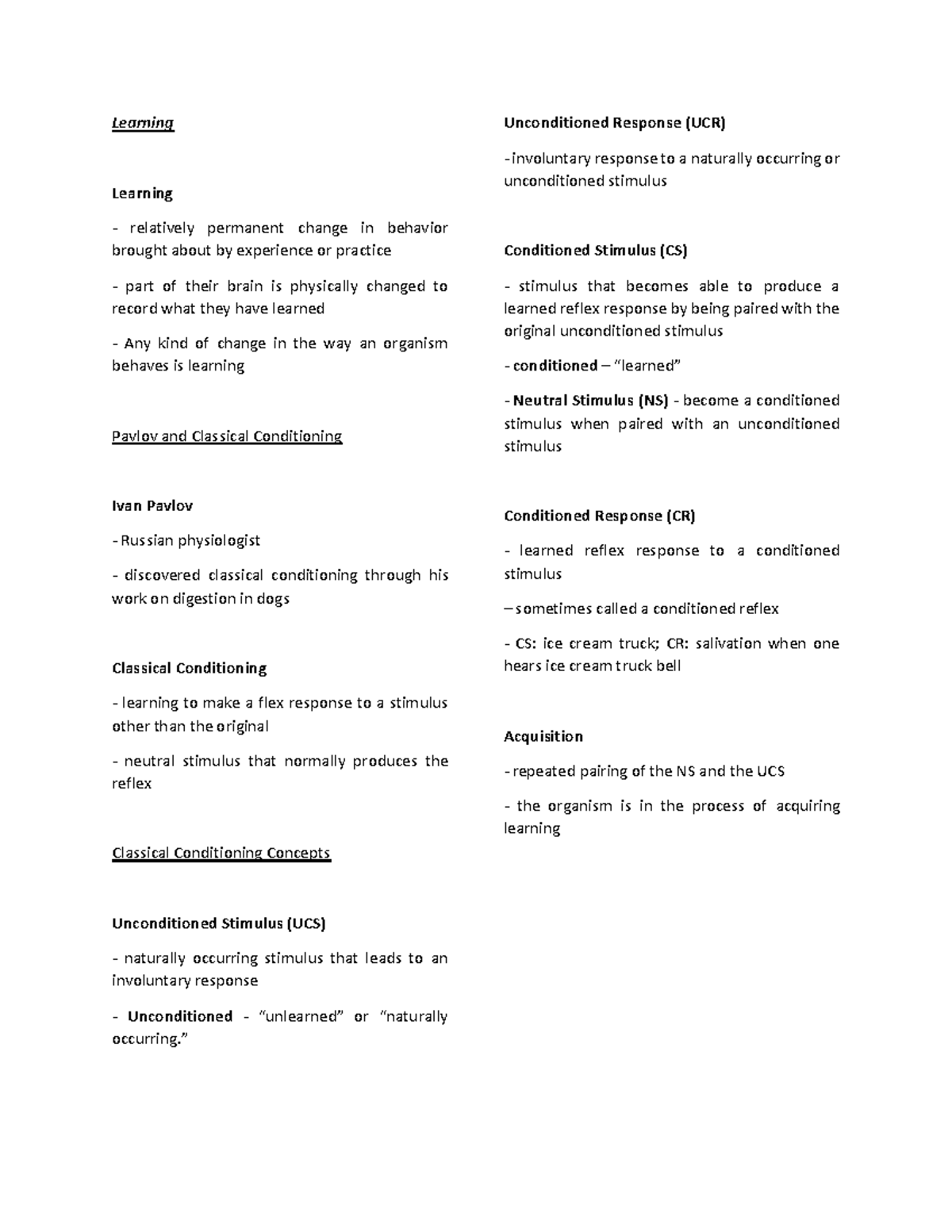3rd Exam Reviewer - Learning Learning relatively permanent change in ...