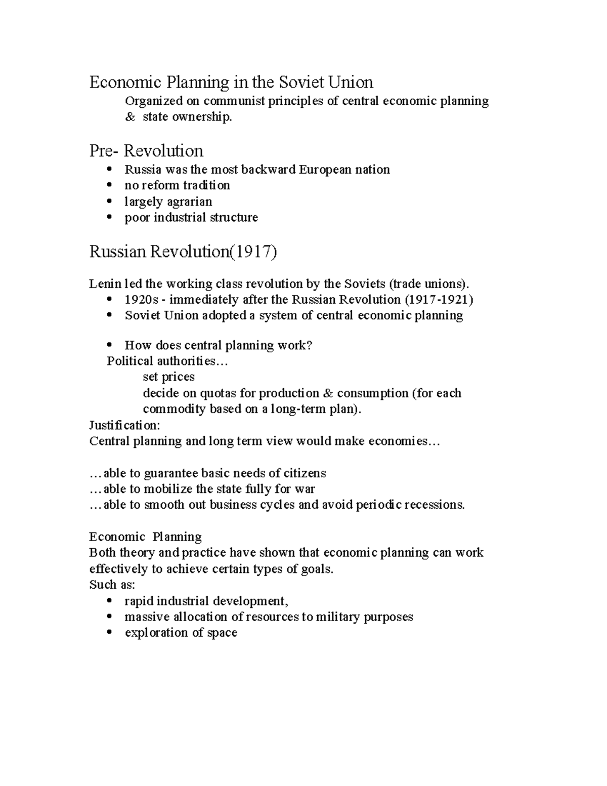Economic Planning in the Soviet Union-1 - Economic Planning in the ...