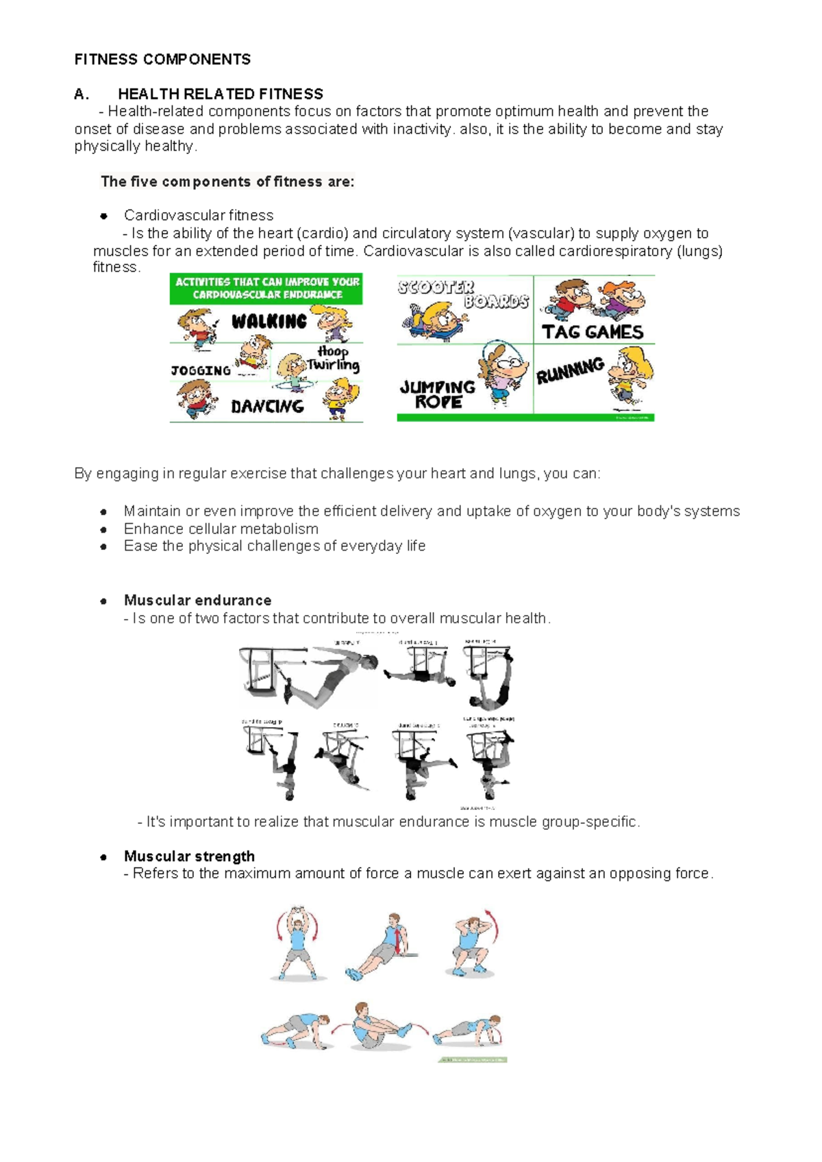 Fitness Components (AM) - FITNESS COMPONENTS A. HEALTH RELATED FITNESS ...