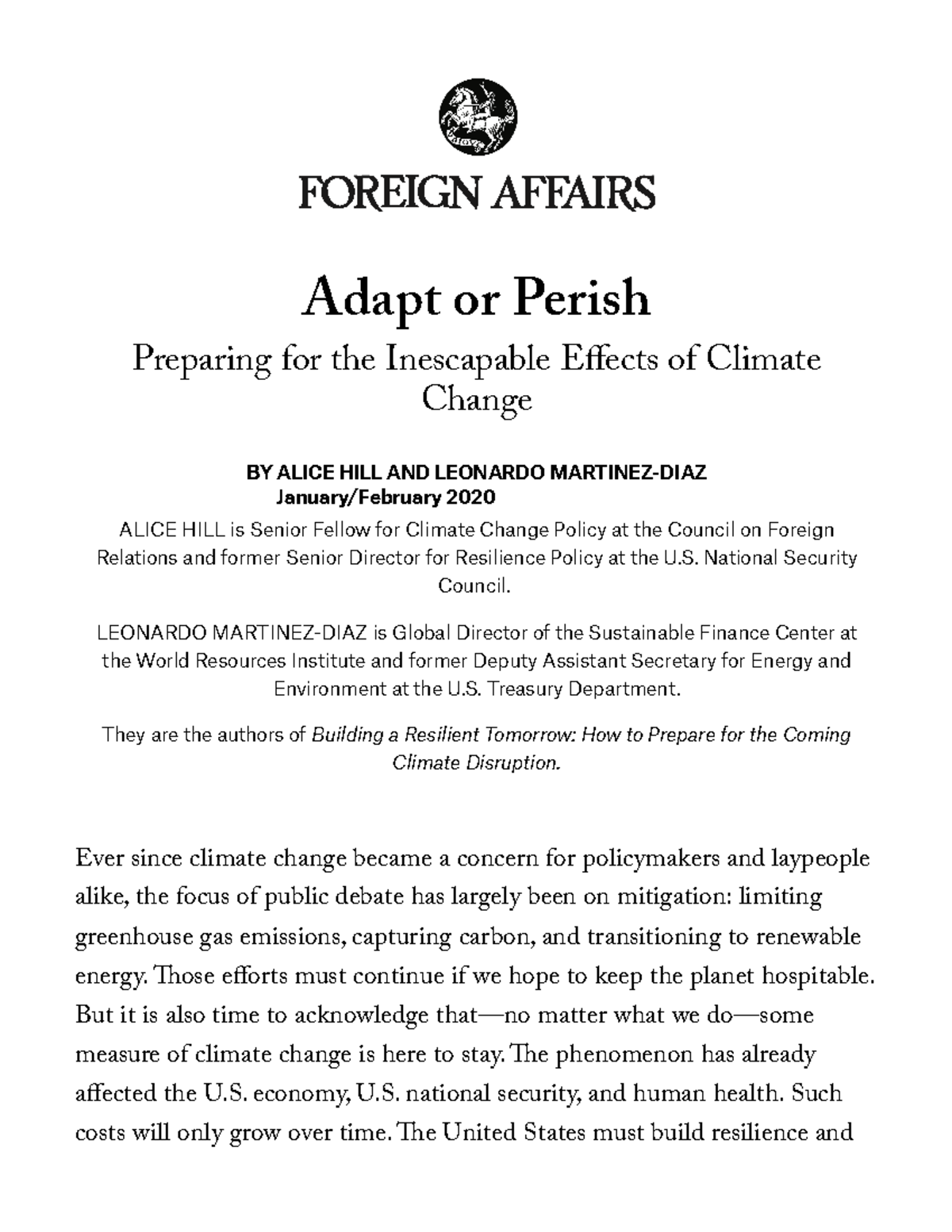 Hill and Diaz - Adapt or Perish - Adapt or Perish Preparing for the ...