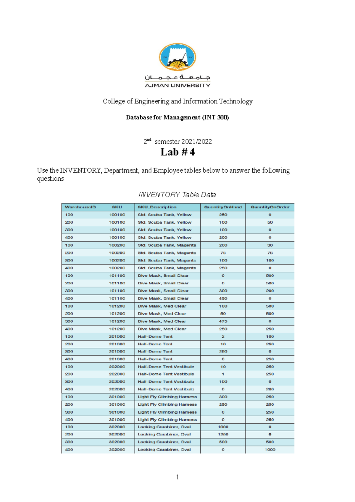 Lab4 Lab Sheet Answers 2022 Dbms Int301 College Of Engineering