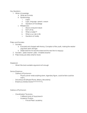 Exam 1 PHI - Exam one lecture notes (Meno) - Deprecated API usage: The ...