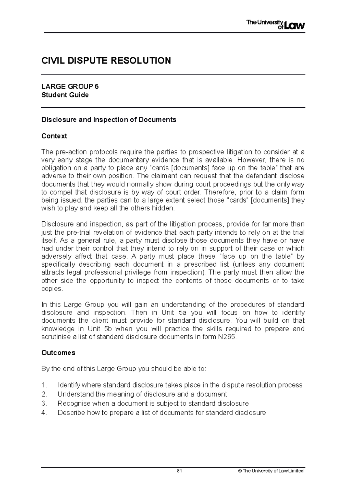 2223 civ lg05 ce01 student guide - CIVIL DISPUTE RESOLUTION LARGE GROUP ...