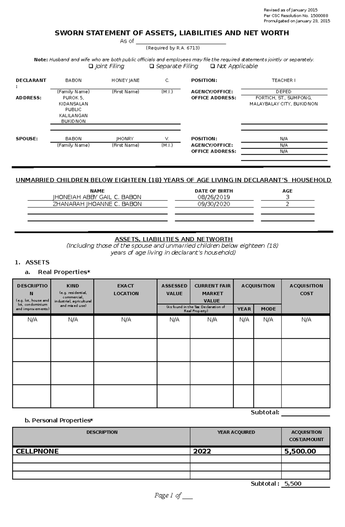 Cordova SALN-Form-Rev2015-1 - Revised as of January 2015 Per CSC ...