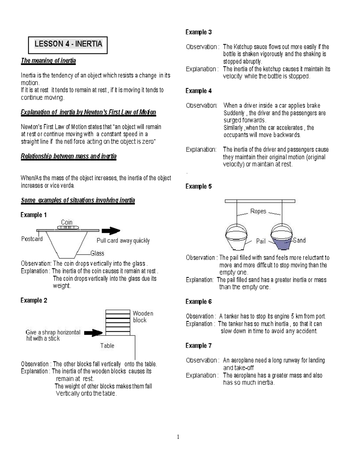 F4 lesson 2.4 Inertia - study - LESSON 4 - INERTIA The meaning of ...