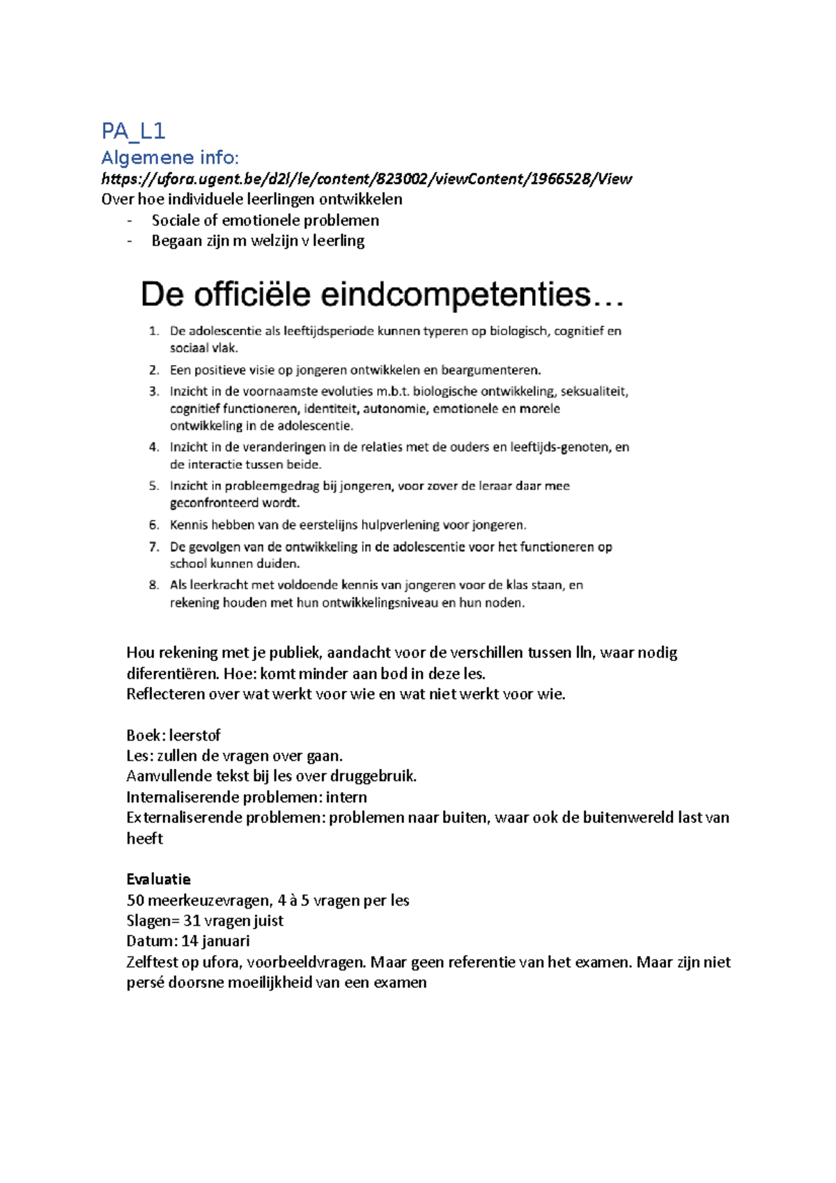 PA LES1 - nota's - PA_L Algemene info: ufora.ugent/d2l/le/content ...