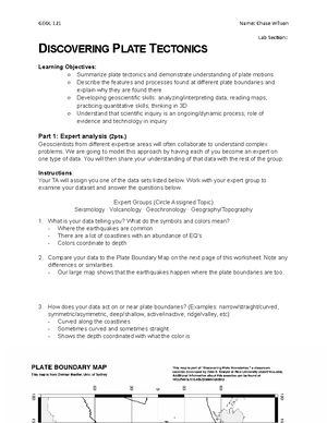 Earthquakes, GPS, and Plate Motion Lab - Student Handout - Name ...