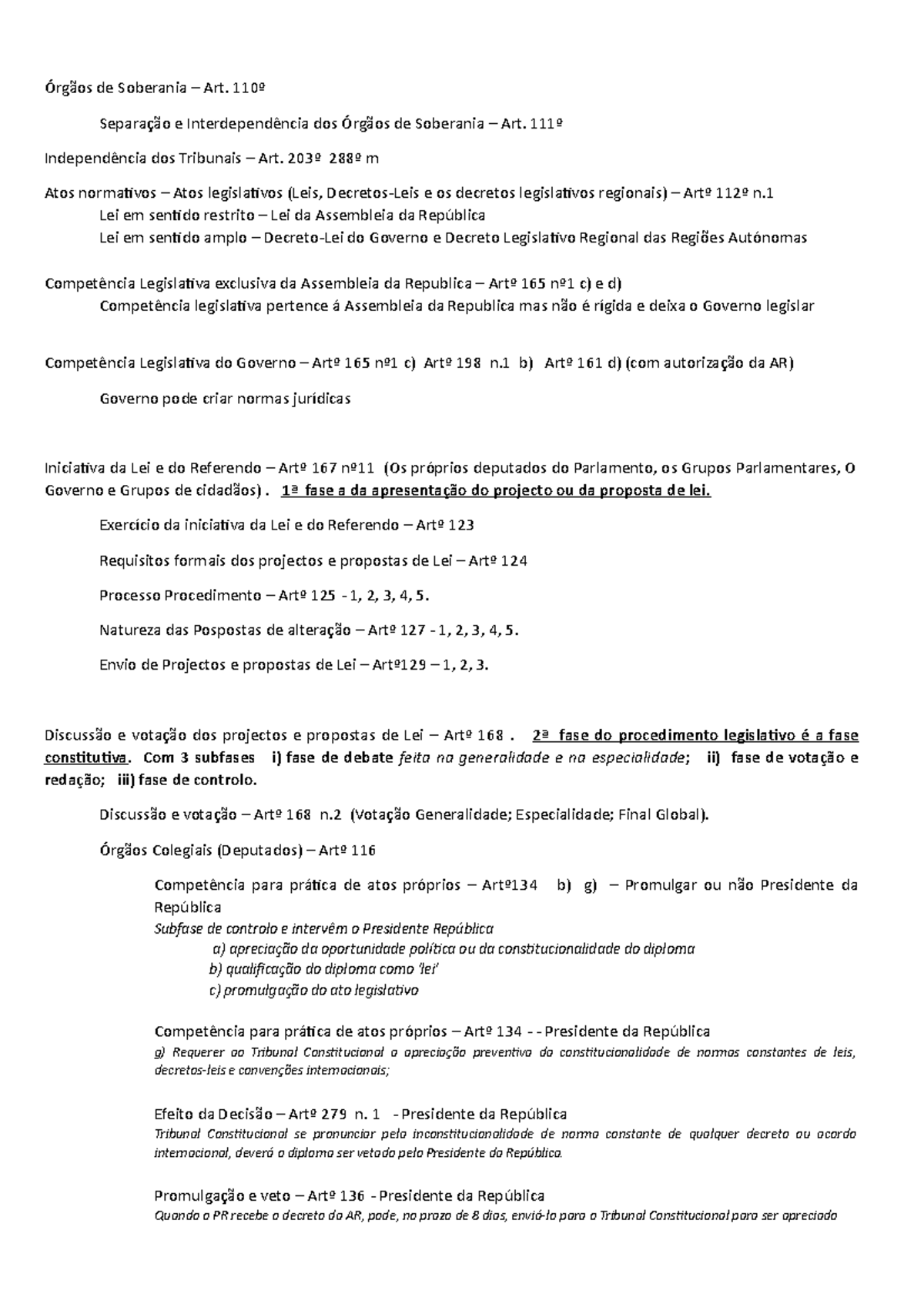 DP - Preparação 2º Exame - Órgãos de Soberania – Art. 110º Separação e ...
