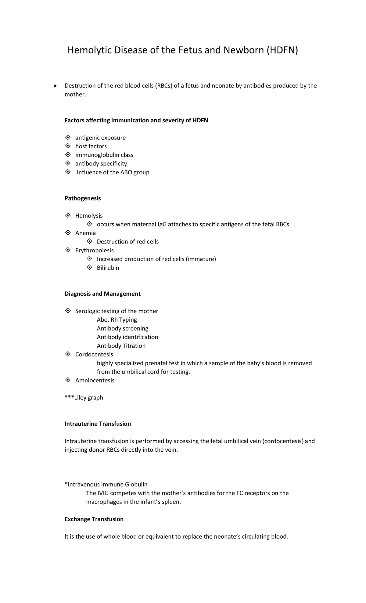 HDFN-handout - Good luck - Hemolytic Disease of the Fetus and Newborn ...